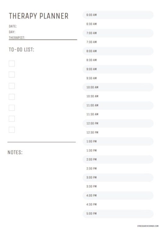 Free Resources: Daily and Weekly Therapy Planning Sheets – OT Research ...