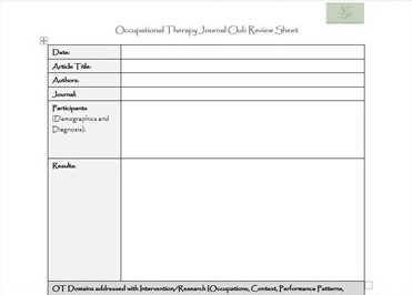 Free Resources: Occupational Therapy Journal Club Review Form and ...